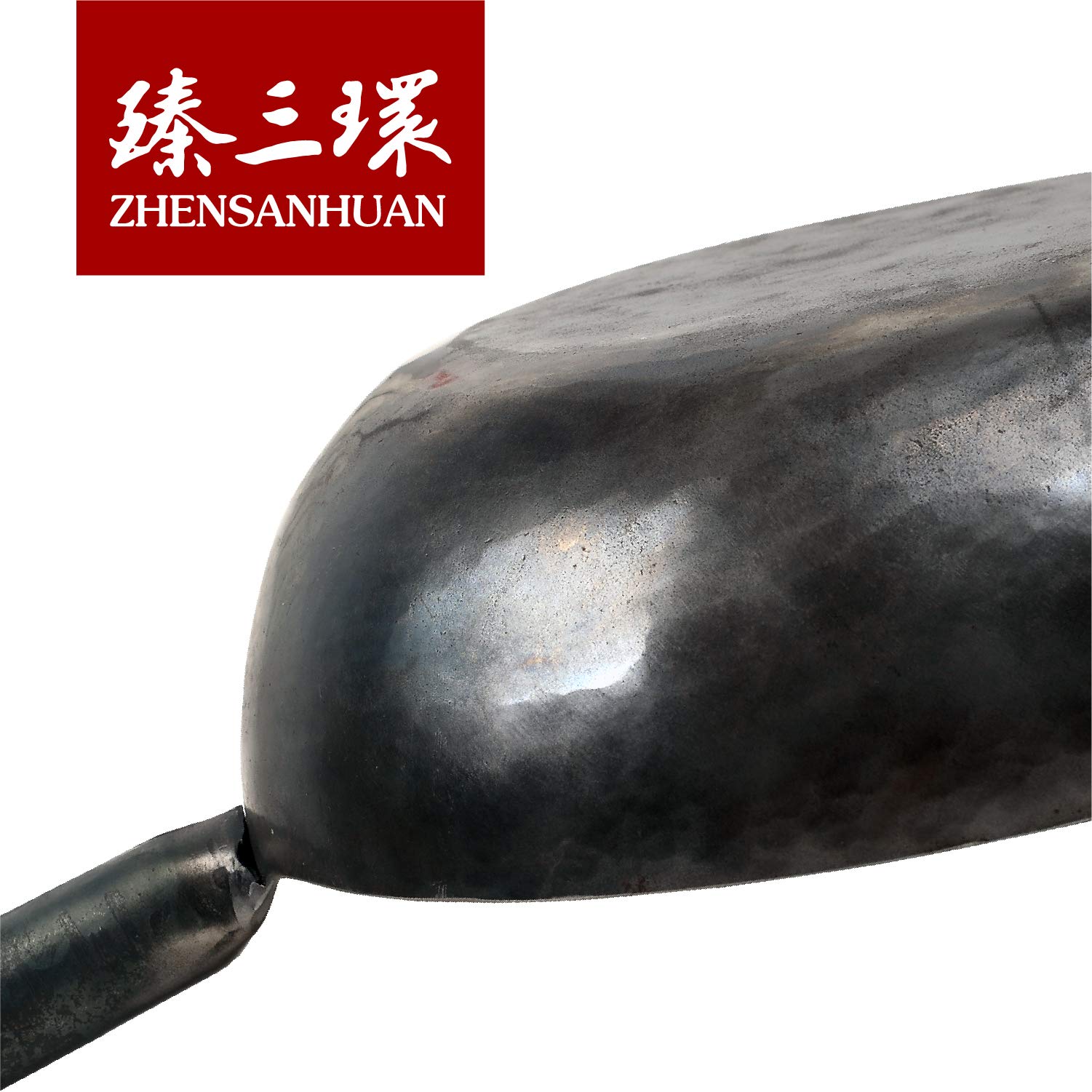 臻三环 ZhenSanHuan Chinese HandHammered Iron Woks and Stir Fry Pans, Non-stick, No Coating, Induction Suitable, 章丘铁锅,舌尖上的中国,A bite of China (28CM)