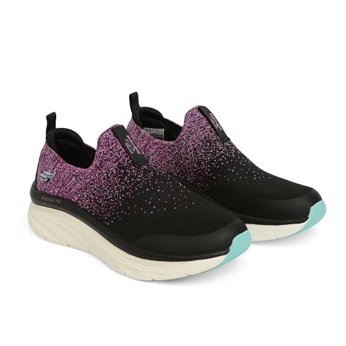 Skechers Women's D'Lux Walker Wrap Party Slip On Sneaker Blk/MLTI 10 Medium US
