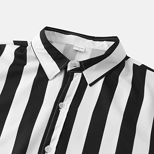 YYQXIiyty Men's Slim-Fit Blouses V-Neck Casual Formal Beach Dress Shirts Short Sleeve Button Down Open Front Shirts Black