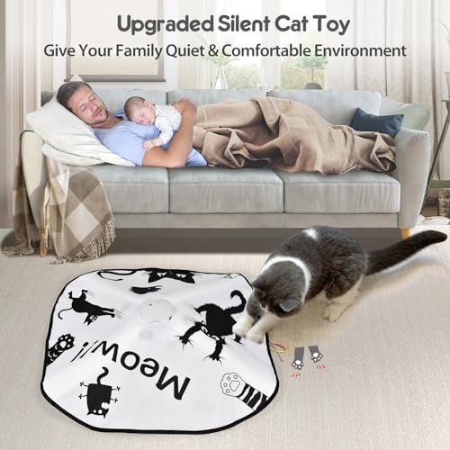 ORSDA Cat Toys Rechargeable, 4in 1 Interactive Automatic Indoor Cats Toy with 8 Holes Mice Whack-A-Mole, Hide and Seek Smart Motion Kitten Toys with 5Pcs DIY Replacement Refills