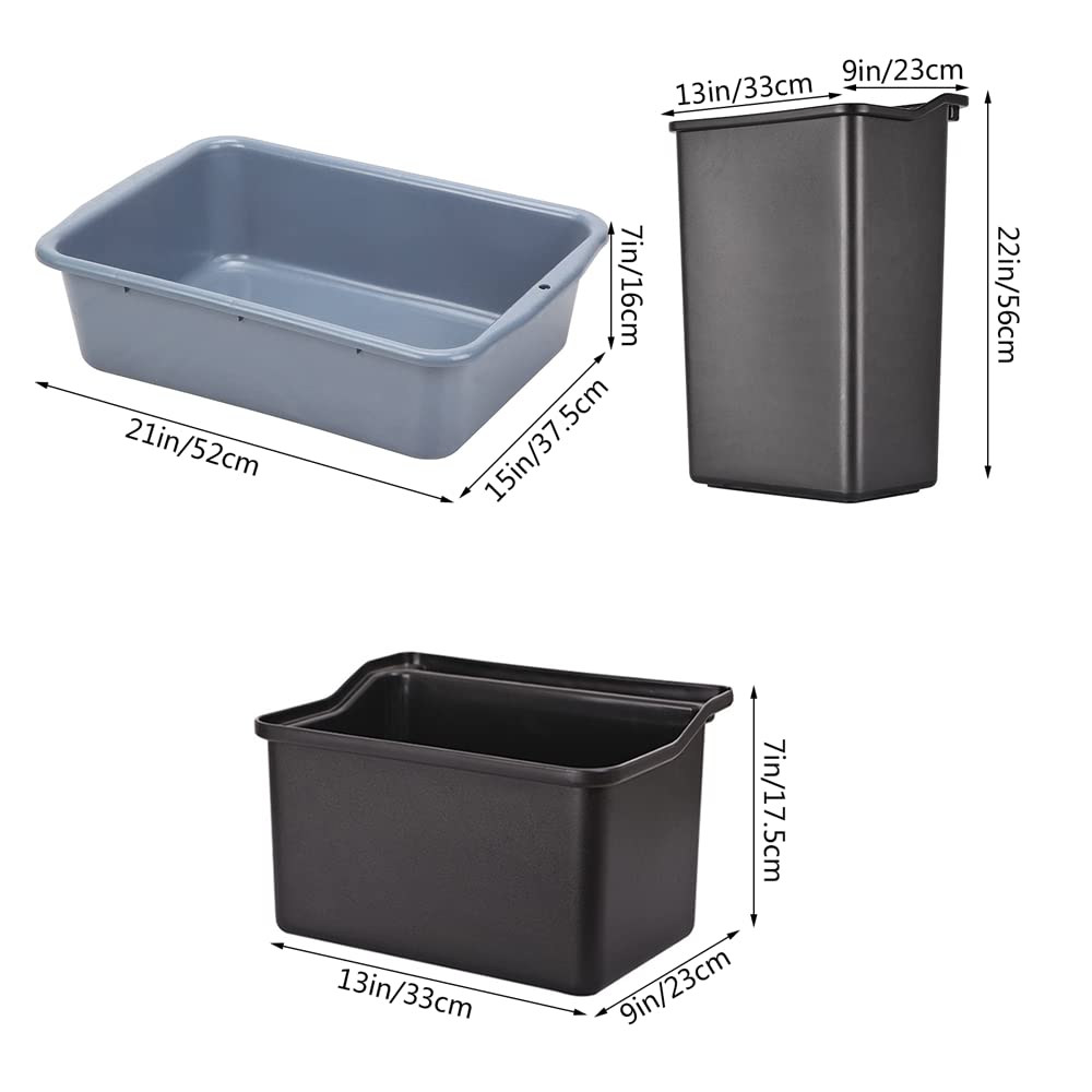 Storage Cart 3 Tier Heavy Duty Commercial Grade Utility Cart,Dish Cart for Restaurant,Multi-Function Mobile Shelving Unit Organizer for Hotel,Restaurant,Kitchen,Laundry Room with 6 Basin 2 Barrels