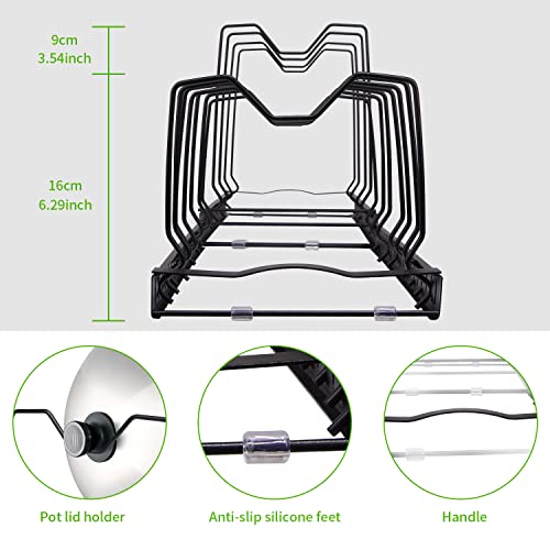 warmartter Expandable Pot and Pan Organizers Rack Stainless, Pot and Pan Organizer with 11 Adjustable Compartments(4 large sizes and 7 short sizes.) Accommodate 10+ Frying Pans and Pots Lid