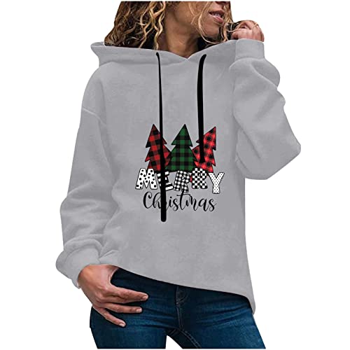Women's Pullover Loose Hoodies Spring and Autumn Christmas Printing Casual Tops Fashion Long Sleeve Sweatshirt