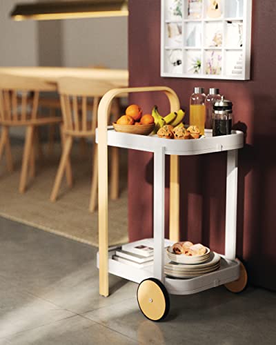Umbra Bellwood Bar Cart, Serving Trolley, Side Table, Natural/White