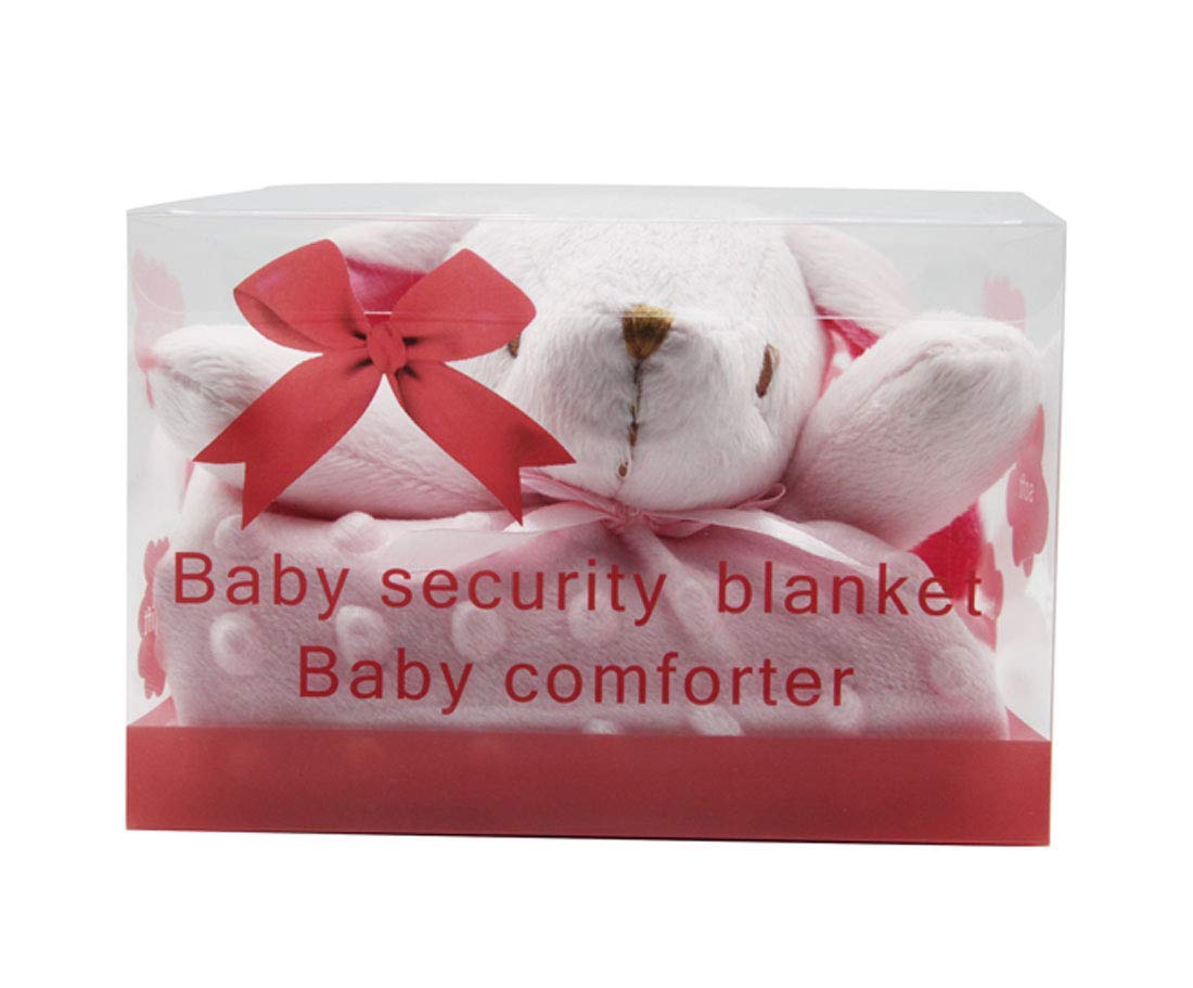 Pro Goleem Personalized Bunny Baby Lovey Stuffed Plush Lovie/Security Blanket for Girls Customized Minky Dot Blankie Gift for Newborn/Infant/Toddler (15'', Custom)
