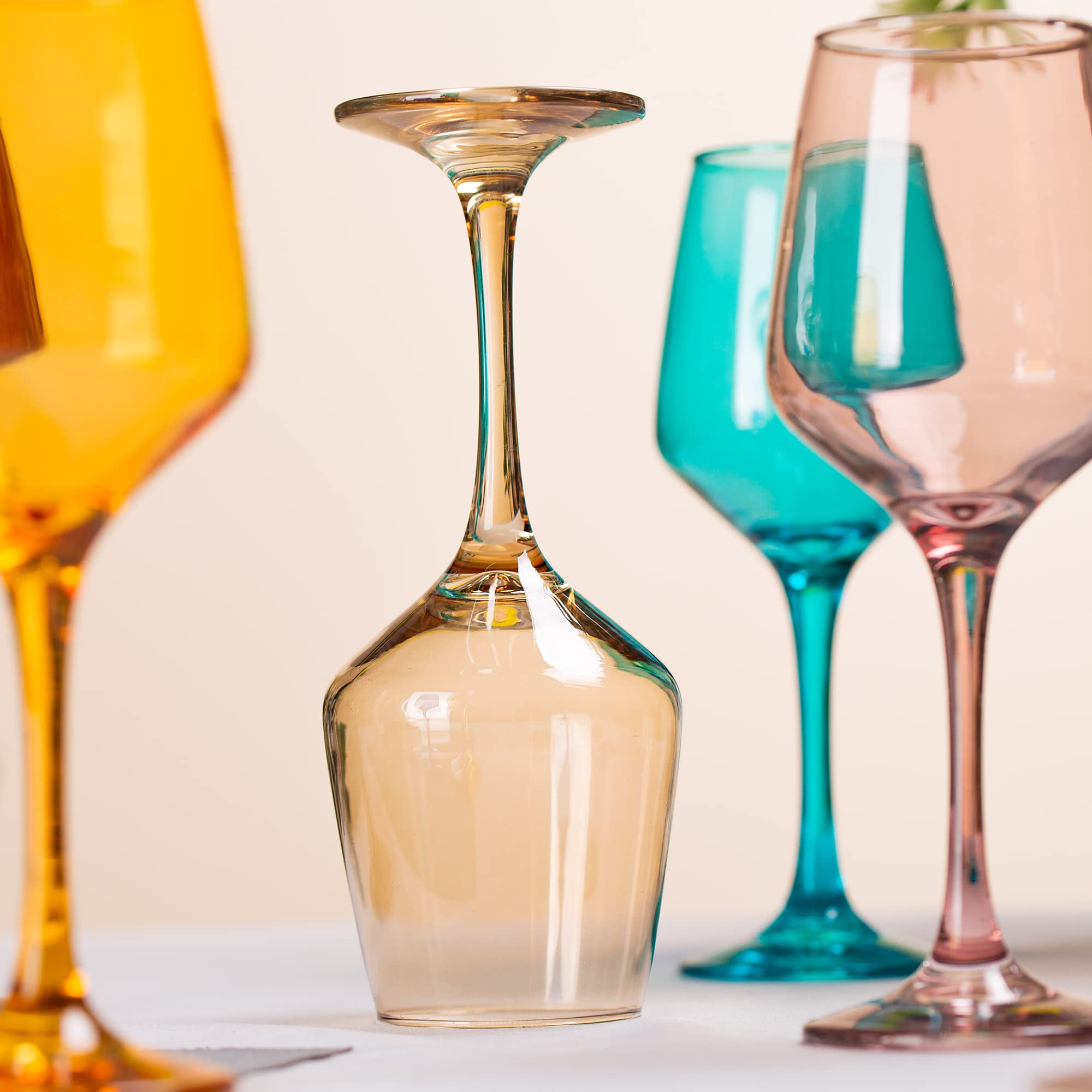 SUNNOW 12 Ounce Multicolor Crystal Wine Glass,for Home Dinning, Bar and Party,6 Pack