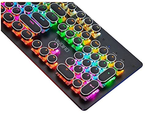 Yindiao Typewriter Keyboard, Mechanical Gaming Keyboard, Aluminium Alloy Body with 104 Keys, Black