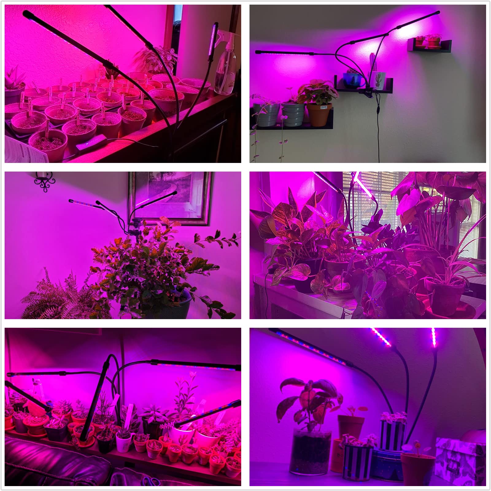yoyomax LED Grow Light, Full Spectrum Clip Plant Growing Lamp with Red Blue LEDs for Indoor Plants, 6-Level Dimmable, Auto On Off Timing 3 6 12Hrs
