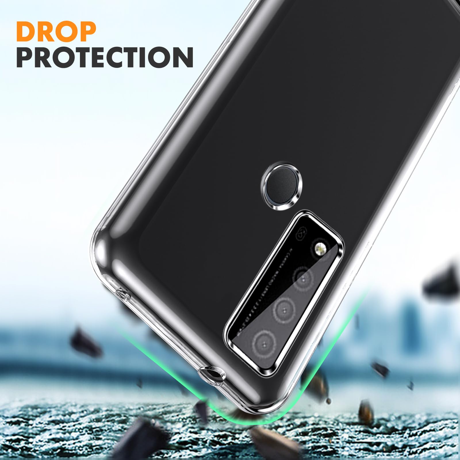 Oududianzi Case for TCL 30 XE with Screen Protector,Non-Yellowing Shockproof Bumper Protective Phone Cover, Anti-Scratch Soft TPU Back(Transparent)