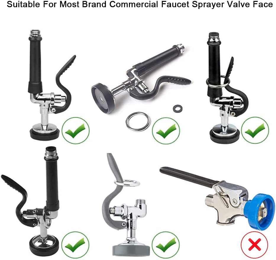 TBER Grey Pre-Rinse Spray Valve Repair Kit for All Commercial Kitchen Sink Sprayer Spray Face Bumper and Screw Repair Part (Grey)