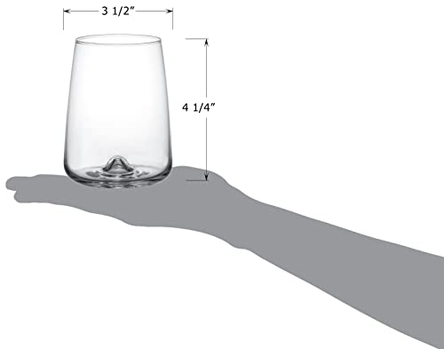 Red Co. Set of 6 Stemless 15 Fl Oz Wine Drinking Glasses with Concave Bottoms, Clear