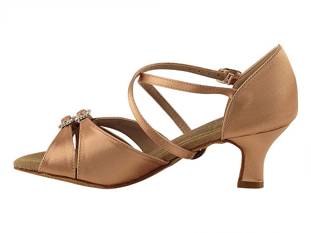 Women's Ballroom Dance Shoes Salsa Latin Practice Dance Shoes Silver Tan Satin S92307EB Comfortable - Very Fine 2" Heel 7.5 M US [Bundle of 5]