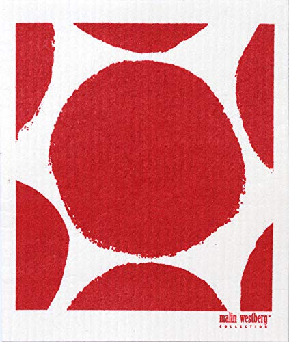 Trendy Tripper Swedish Dishcloths/Sponge Cloths - Packs of 4 Different Designs in RED (4 Red: Blommors/Cirkus/Fiddeli/Hearts)