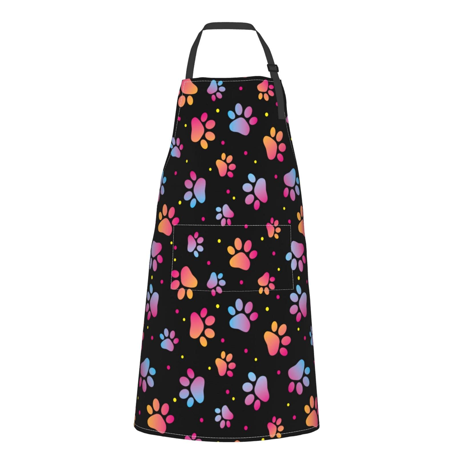 Wisedeal Dogs Paw Apron, Funny Colorful Pet Paws Animal Footprint Apron with 2 Pockets Adjustable Neck for Mom Dad Men Women, Suitable for Kitchen Cooking Lover Dog Chef Grill Bistro Baking BBQ