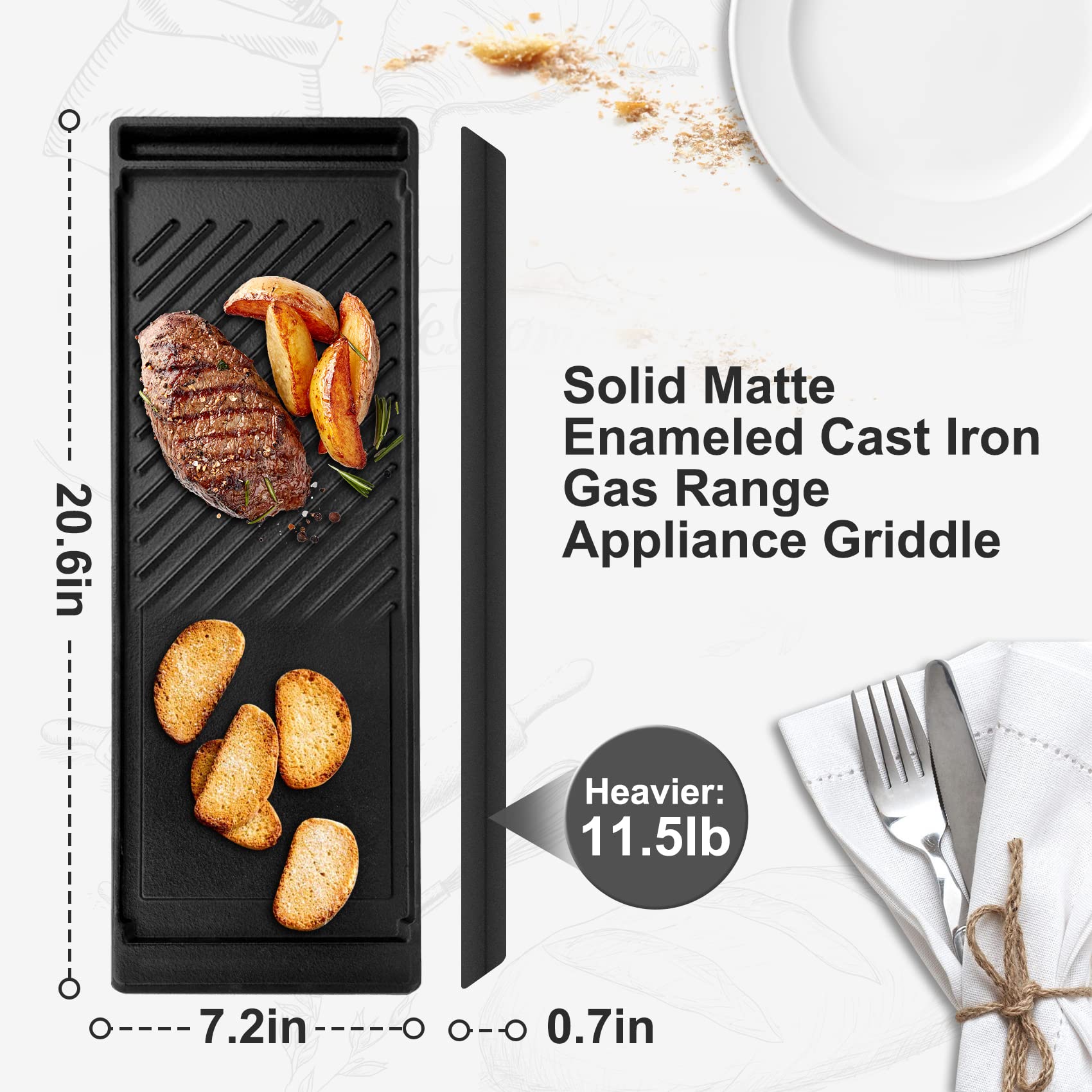 Upgraded DG61-00859A Griddle Compatible With samsung Stove Parts Top Griddle Plate,AP5957987 4011077 PS10063201 Heavy Duty Cast Iron Reversible Griddle/Grill Combo(Not Universal)-1 Year Warranty