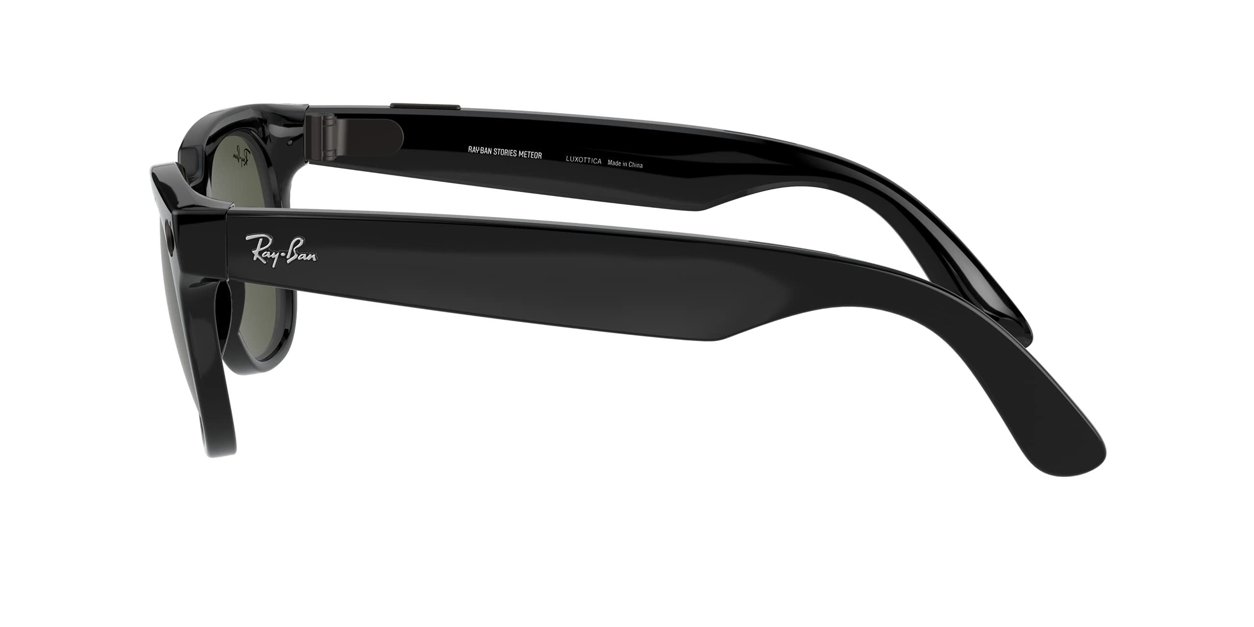Ray-Ban Stories | Meteor Square Smart Glasses, Shiny Black/Green, 51 mm