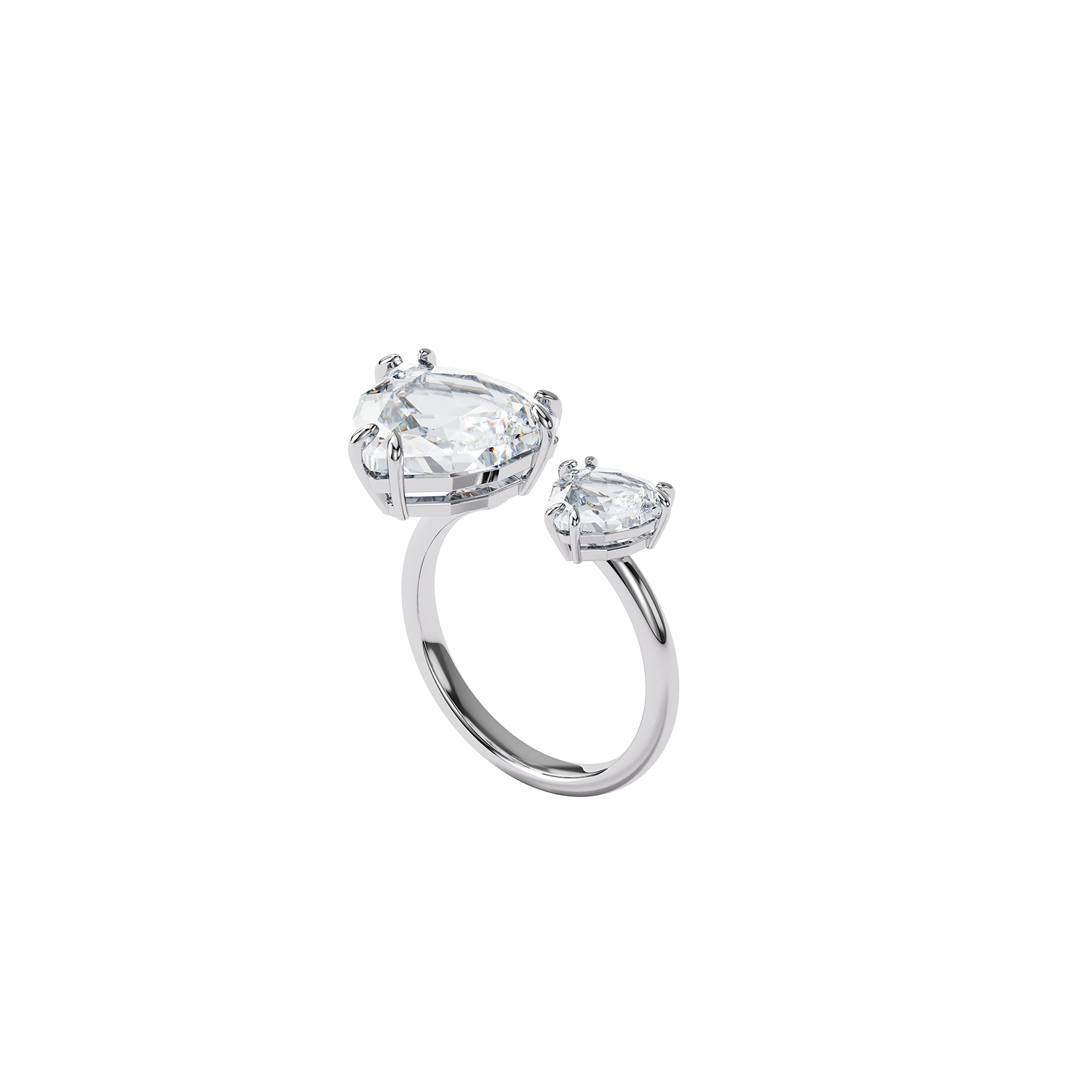 SWAROVSKI Millenia cocktail ring, Triangle cut crystals, Clear, Rhodium Finish, US 7
