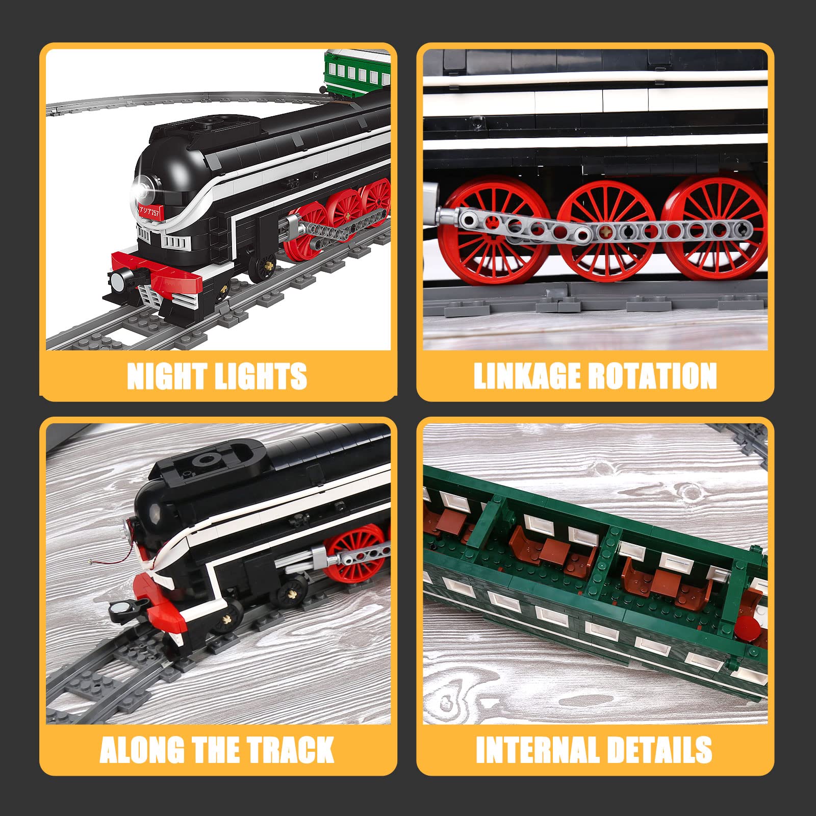 YESHIN Train Building Blcoks Toys for Boys, MOC APP Remote Control SL7 Asia Express Train Set with Light and Rails, Kids Birthday (1873 Pieces)