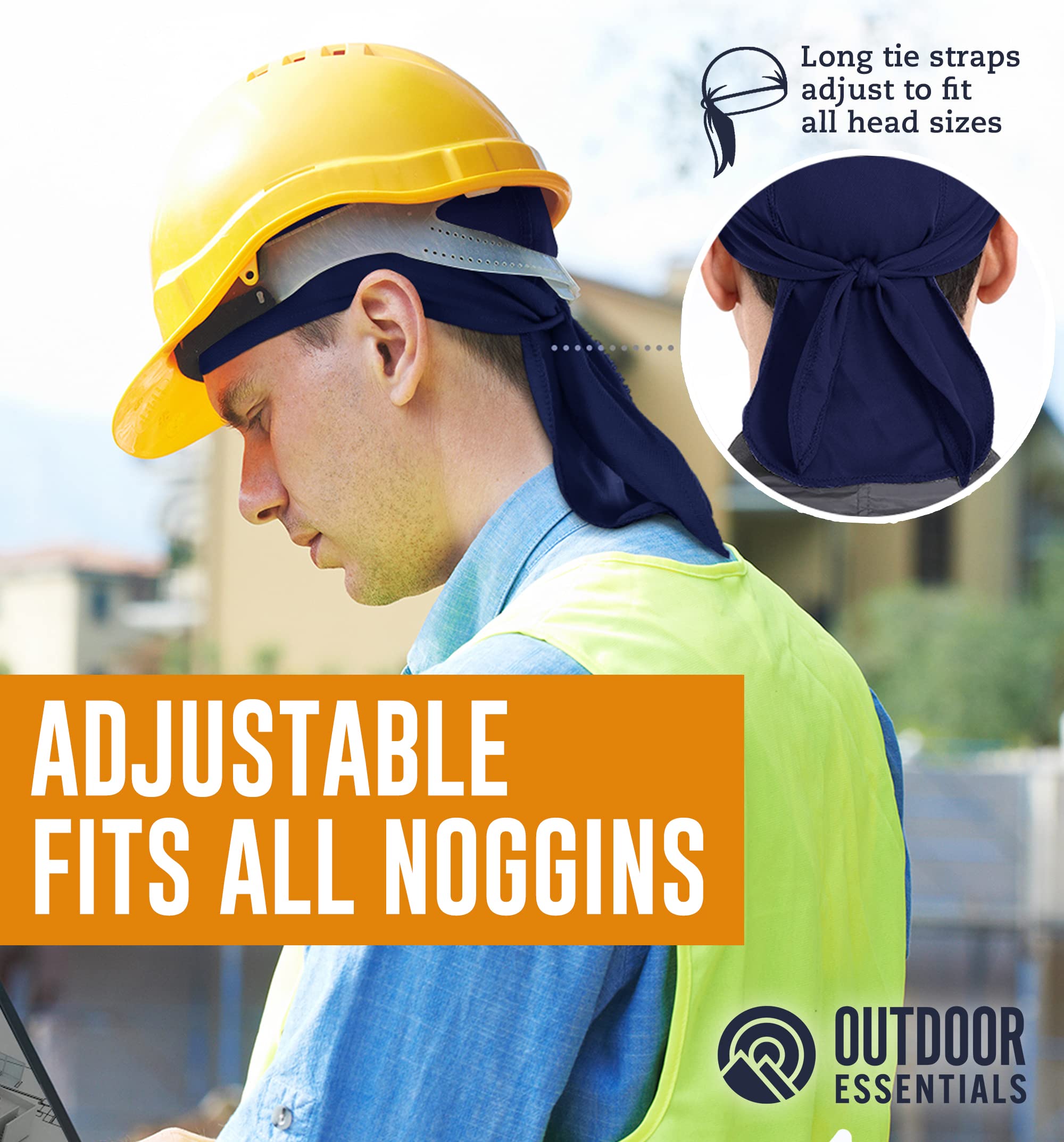 OutdoorEssentials Cooling Helmet Liner - Motorcycle Headwraps for Men - Do Rag Bandanas for Men - Bandana Skull Cap Biker Cap
