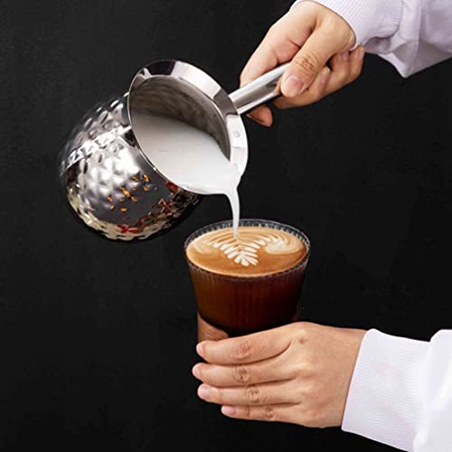 UPKOCH 1 Pc Milk Warmer Pot Saucepan: Stainless Steel Milk Steaming Pitcher Butter Warming Pot Turkish Coffee Pot Hot Chocolate Pot for Home Kitchen