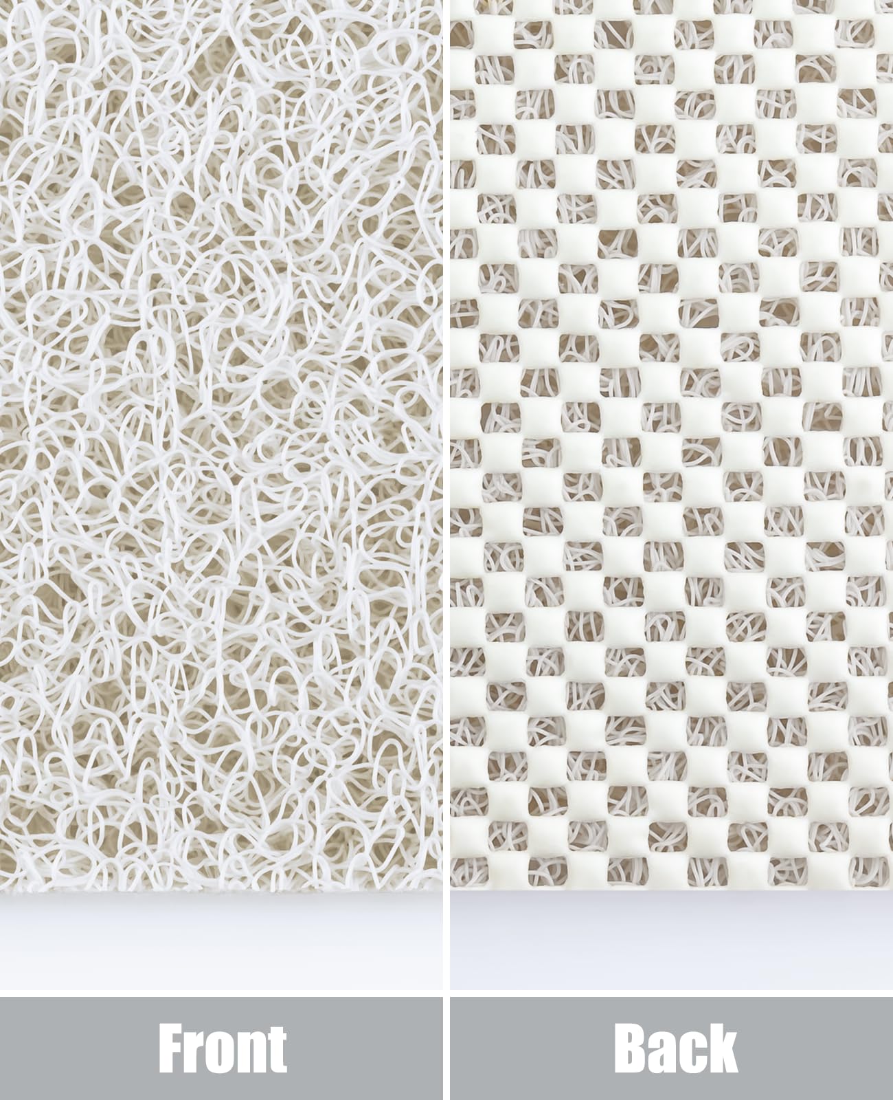 OTHWAY Shower Mat Non Slip without Suction Cups, Quick Drying Bathtub Mat Non Slip for Shower Bathroom, PVC Loofah Shower Mat for Wet Areas (White, 16" x 24")