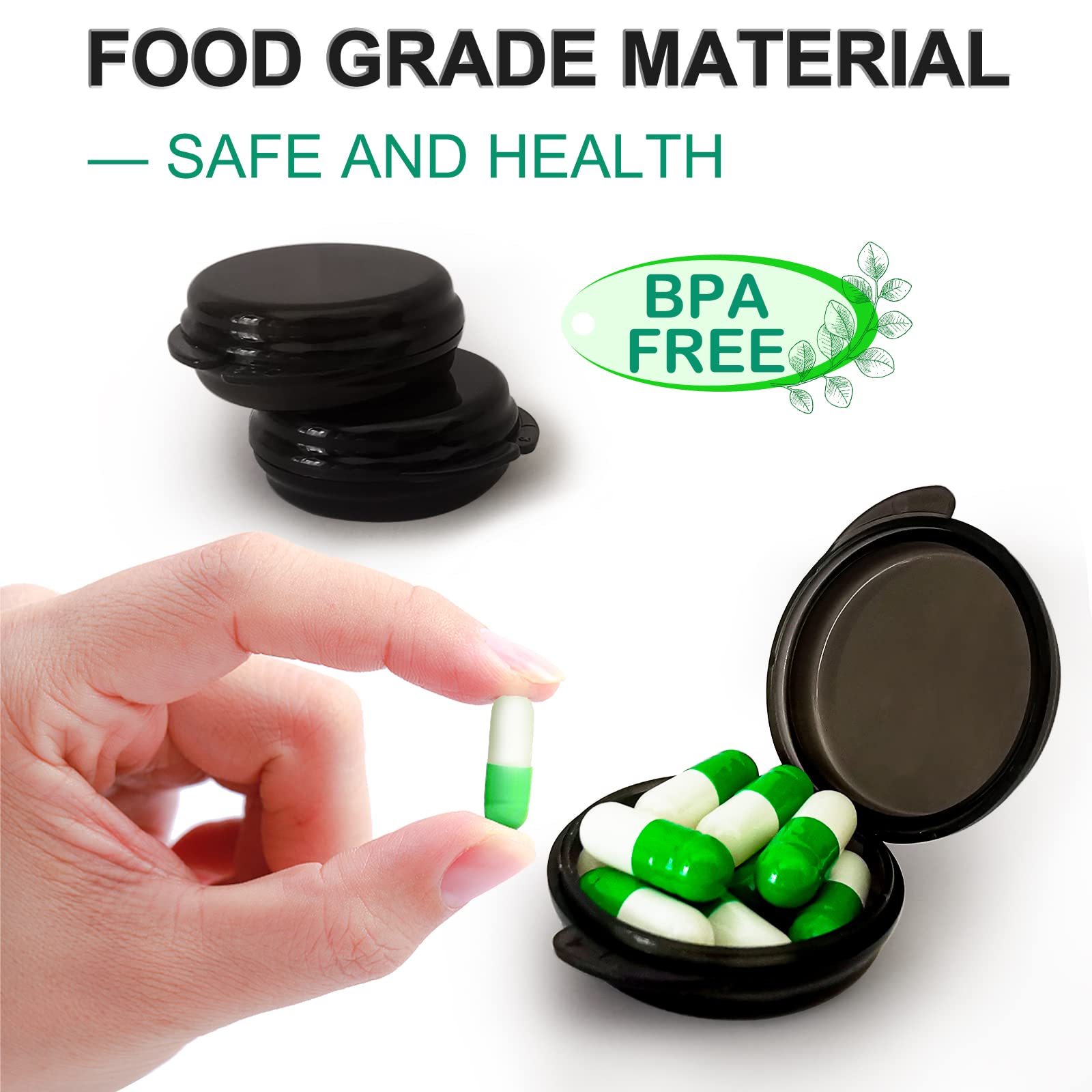 UHOUSE Small Pill Box (3 Pack), Daily Mini Pill Organizer Portable for Purse Pocket,Travel Pill Case Medicine Storage Container Earplug Case (Blcak)
