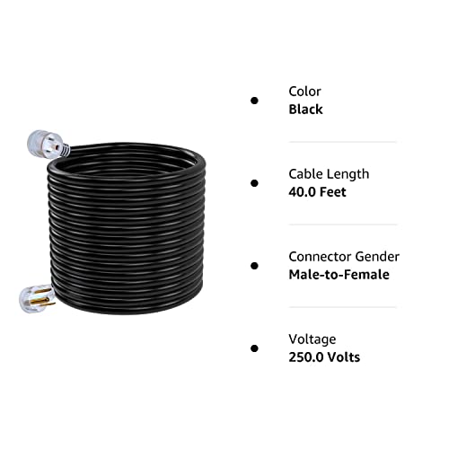 RVMATE 250V 40 Feet Welder Extension Cord, 8 AWG NEMA 6-50 STW Heavy Duty Welding Cord with LED Indicator