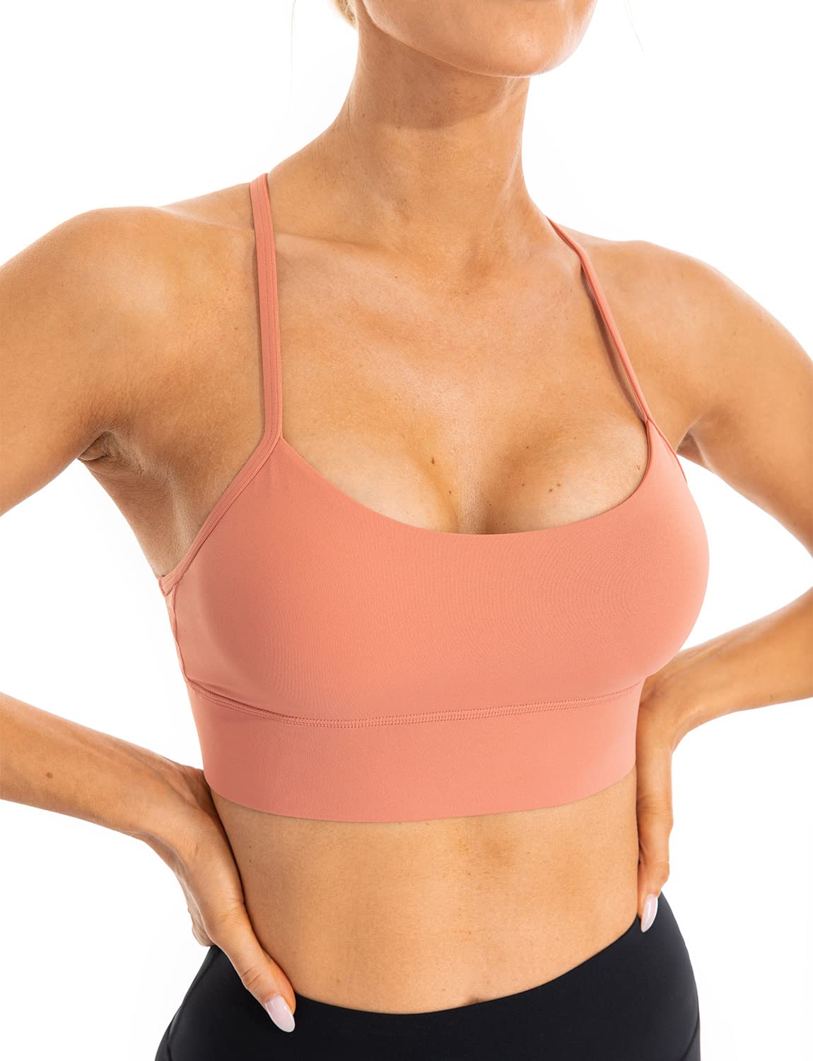 Ukaste Women's Studio Essential Y-Back Sports Bras Spaghetti Strappy Workout Yoga Bra (Black, 4)
