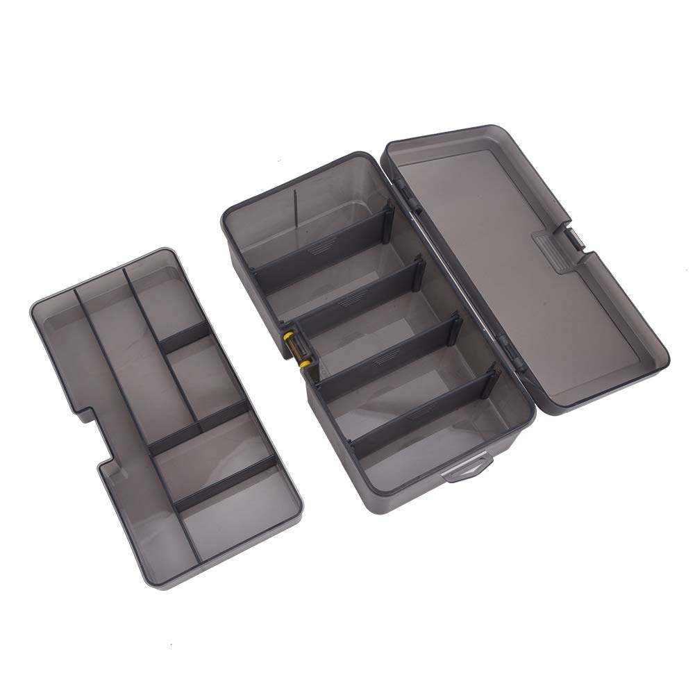 Yeuipea Fishing Box, Double Layers Plastic Fishing Box for Lures Bait Tools Accessories Storage
