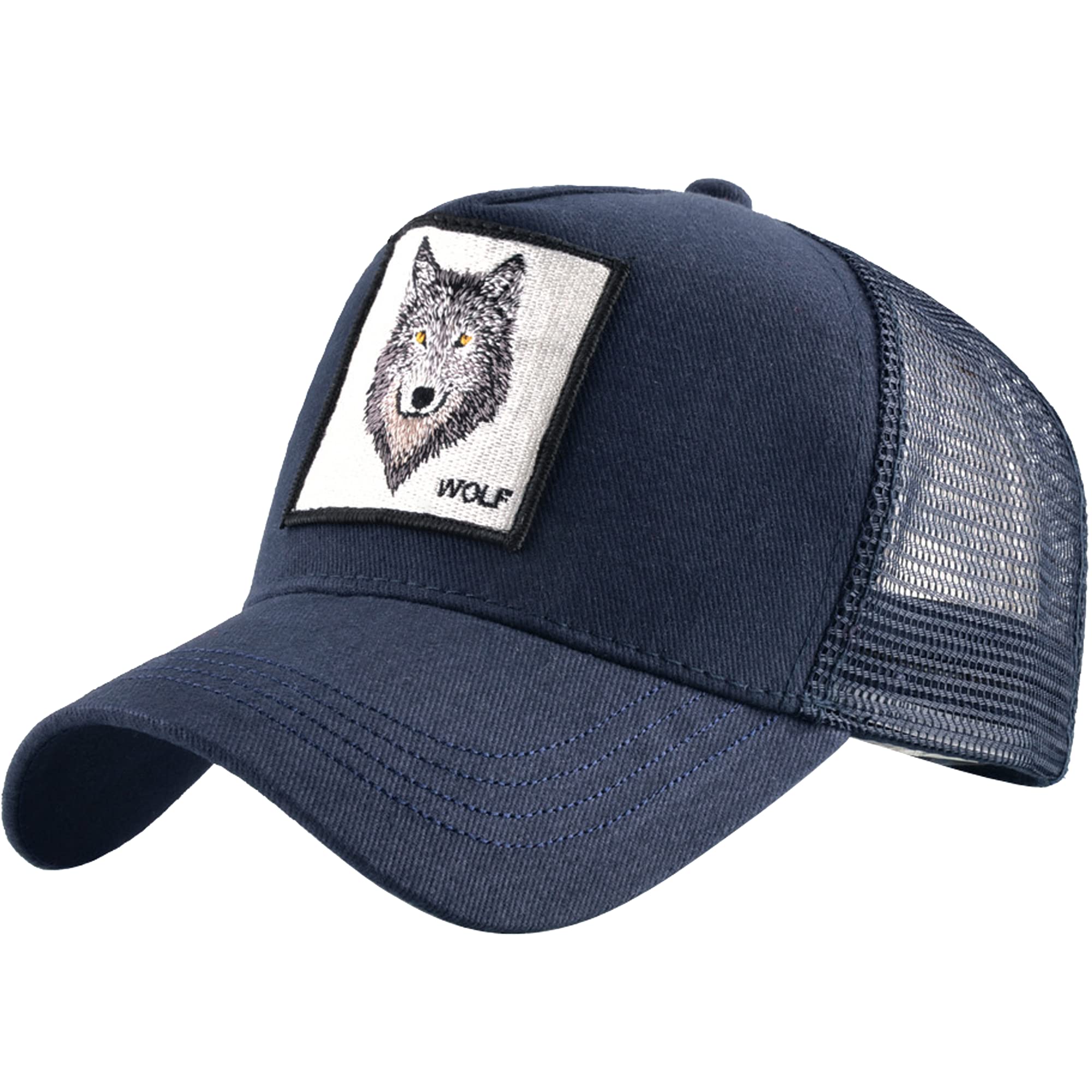 Wolf Animal Embroidered Patch Trucker Hat Mesh Baseball Caps for Men Women Youth Adult
