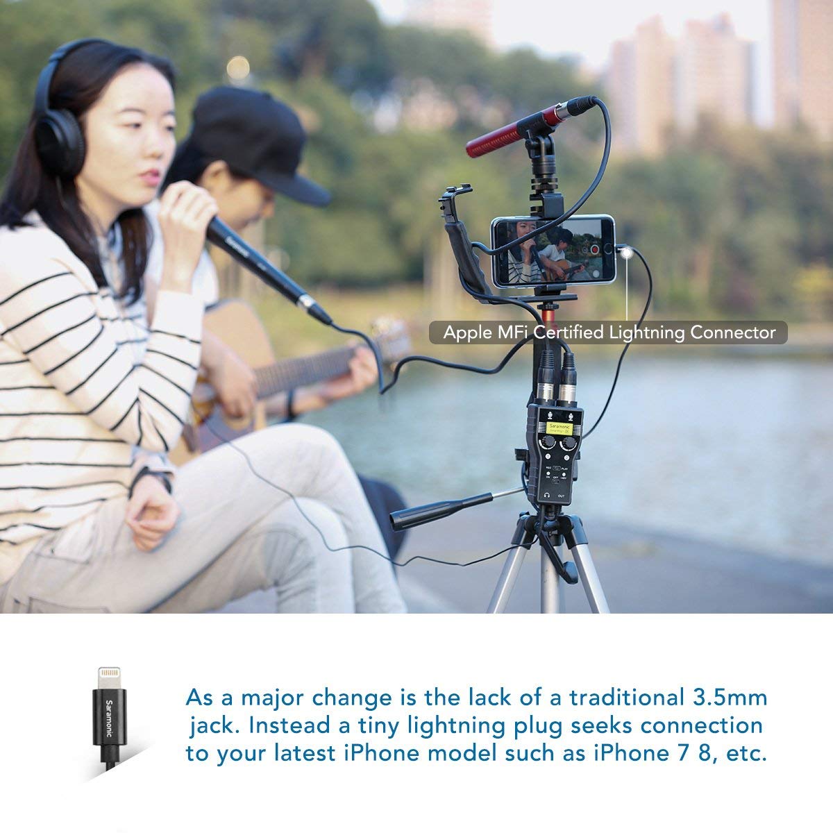 Saramonic SmartRig+ DI 2-Channel XLR & 6.3mm Guitar Audio Interface Microphone with iOS Connector Compatible with iPhone 13 12 11 X, iPad, iPod, iOS Smartphone
