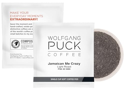 Wolfgang Puck Coffee, Jamaican Me Crazy Gram Coffee, 9.5 Gram Pods, 18 Count