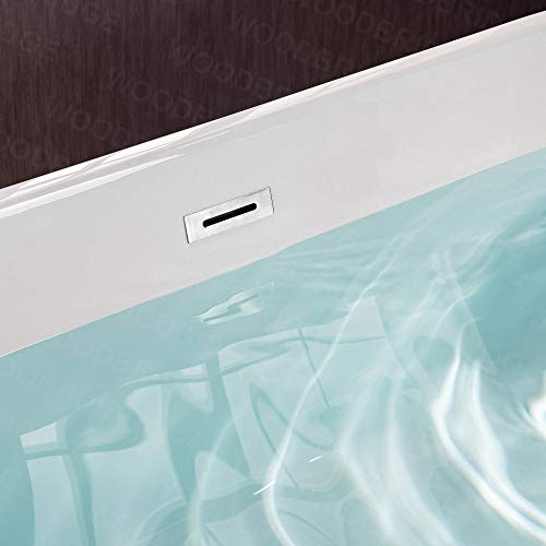 WOODBRIDGE 59" Acrylic Freestanding Bathtub Contemporary Soaking White Tub with Chrome Overflow and Drain,B0014-CH