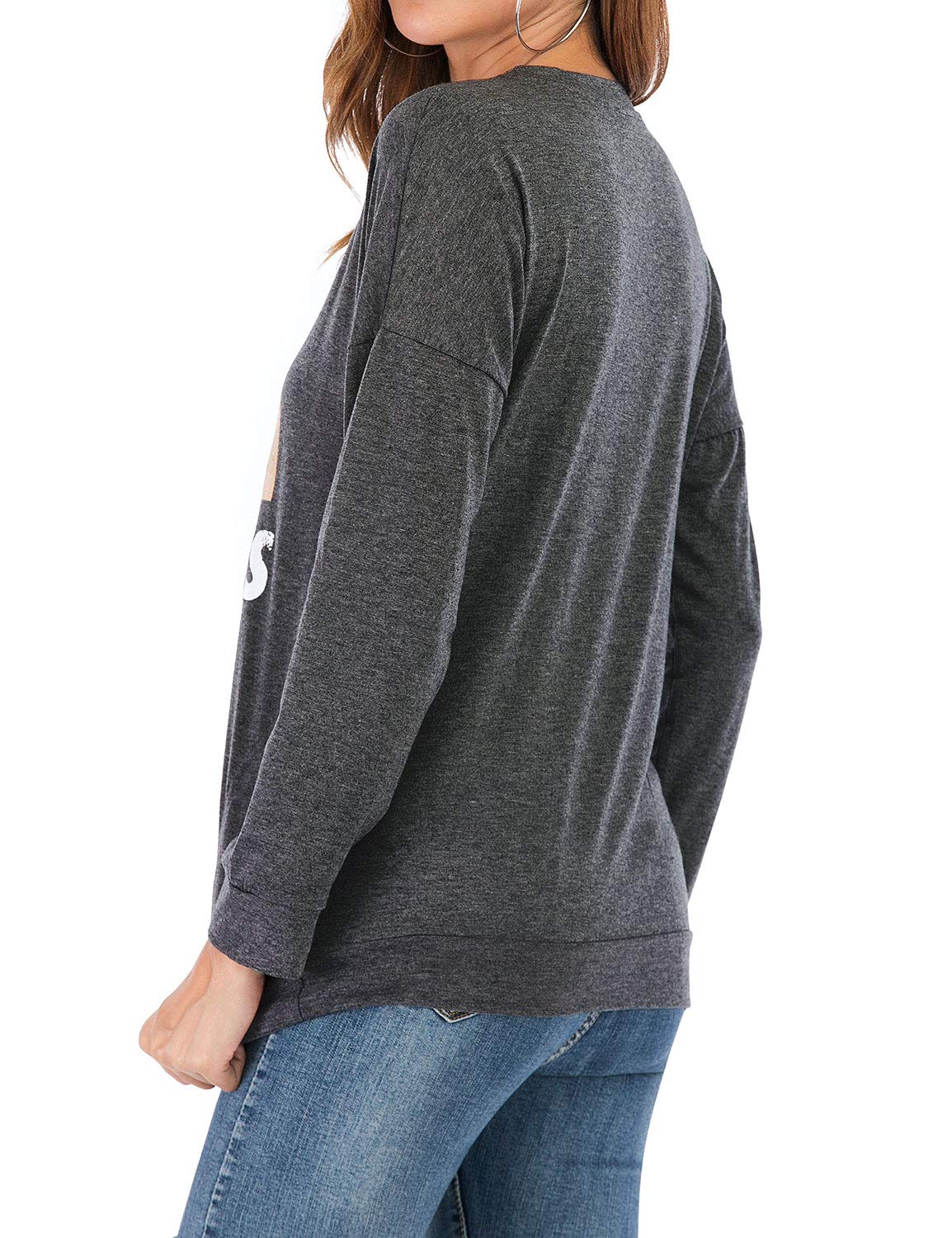 OUNAR Women Good Vibes Loose Fit Sweatshirt Rainbow Graphic Casual Long Sleeve Tops Shirts