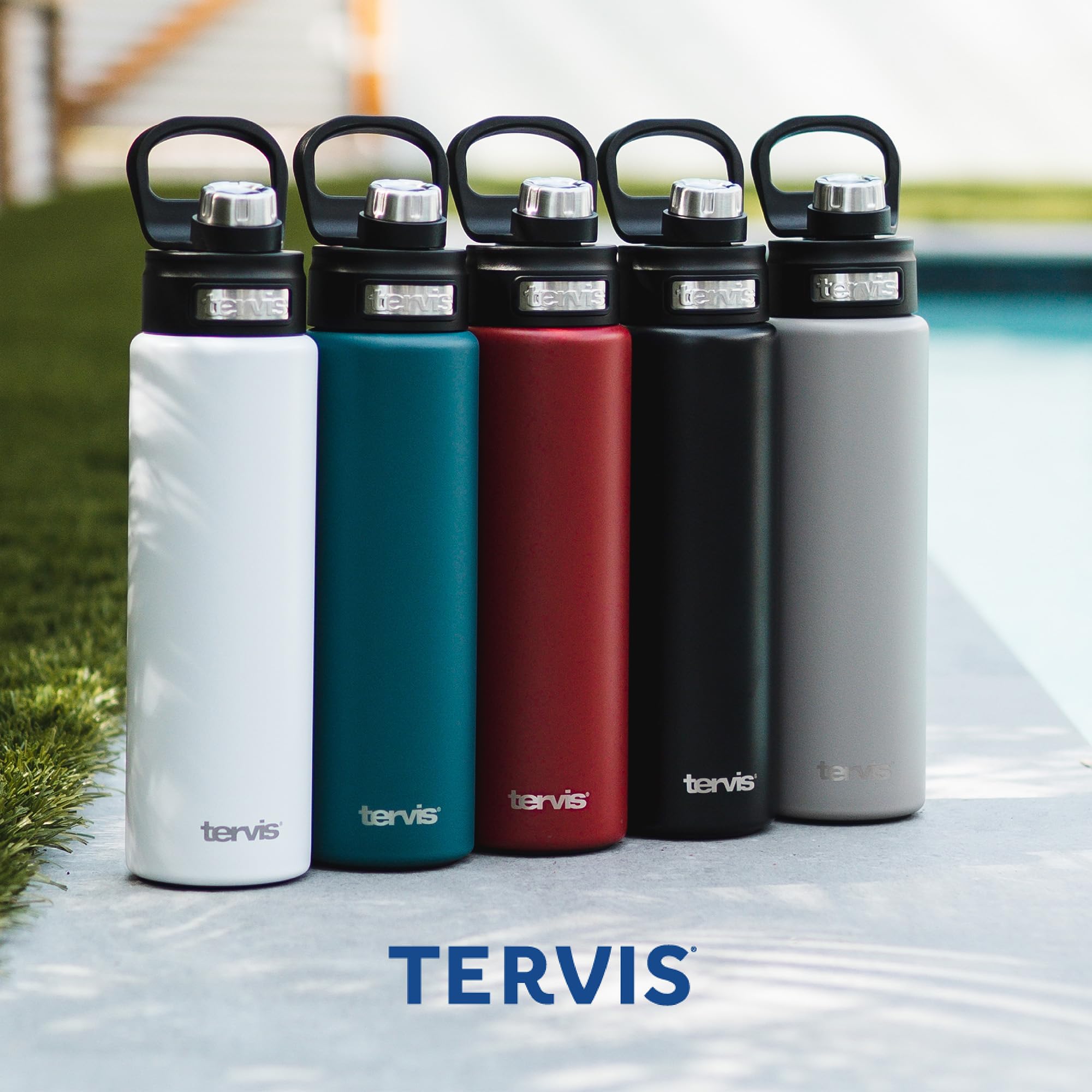 Tervis Inkreel - Blue Tides Triple Walled Insulated Tumbler Travel Cup Keeps Drinks Cold, 24oz Wide Mouth Bottle, Stainless Steel