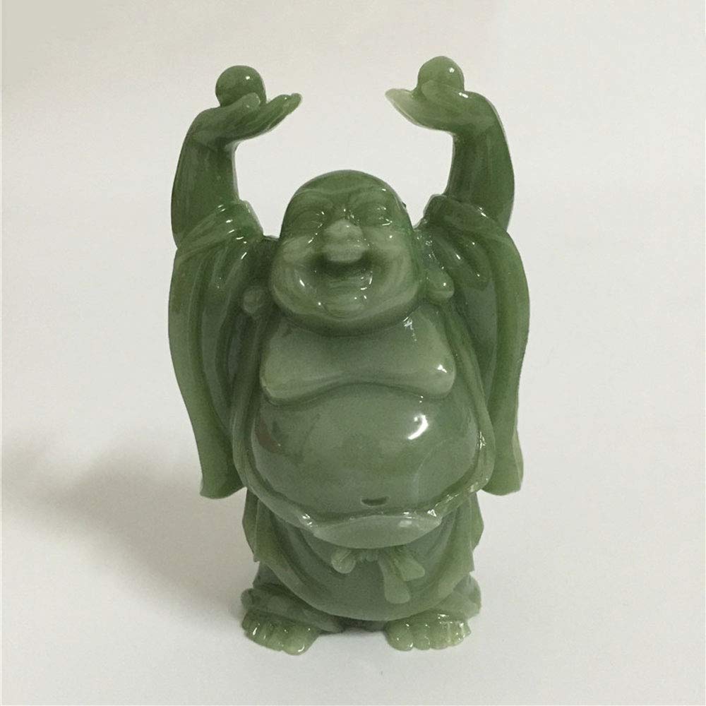 QWERWEFR Chinese Happy Maitreya Buddha Statue Sculpture Man-Made Jade Stone Home Garden Decoration Lucky Laughing Buddha Statues Figurine