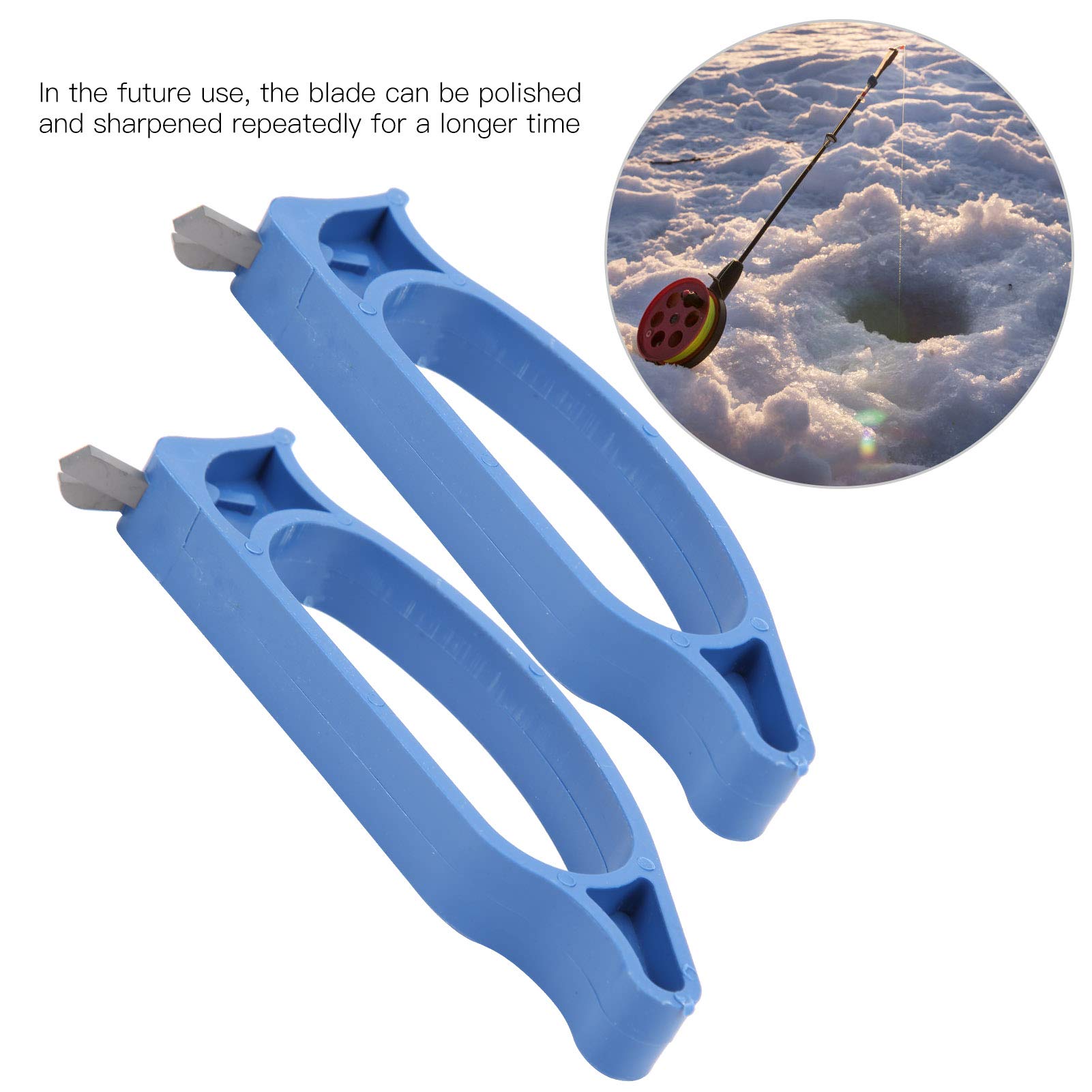 Yeuipea Fishing Knife Sharpener,2Pcs/Set Winter Ice Fishing Knife Sharpener Auger Blade Cutter Pliers Fishing Accessories