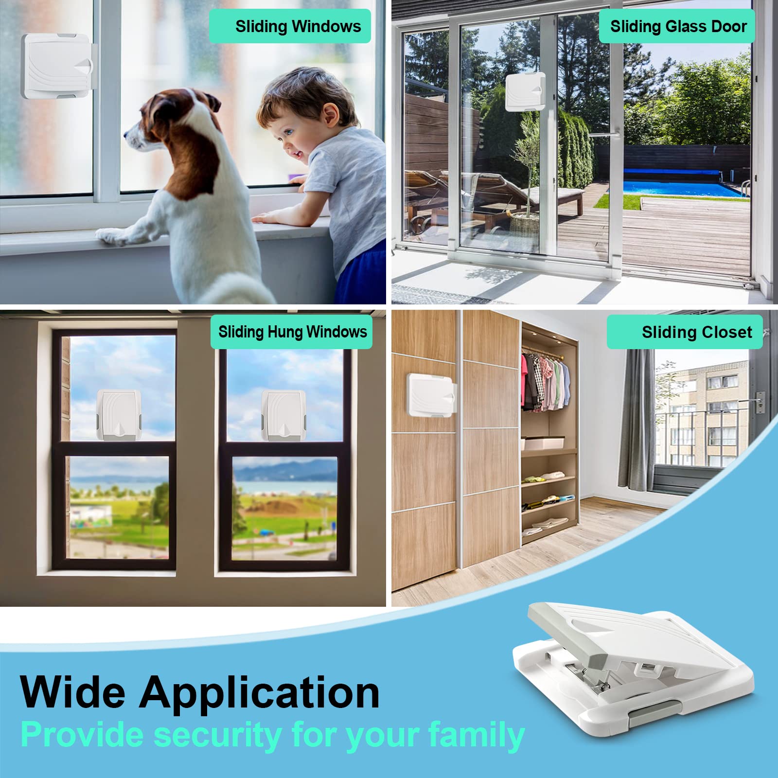 Sliding Door Lock, 2 Pack Child Safety Sliding Glass Door Lock for Sliding Glass Doors, Sliding Windows, Sliding Closet, etc. Easy to Installation Provides More Security for Your Baby and Pets