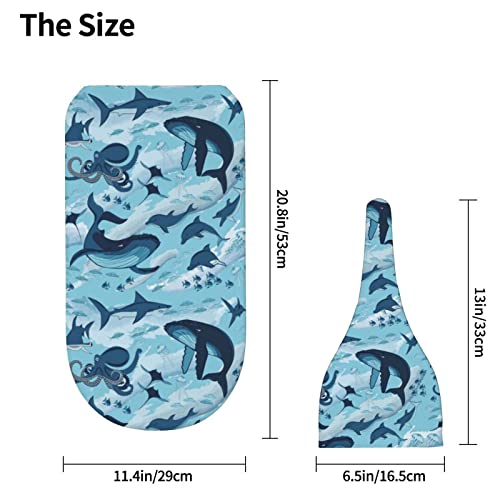 Sea Waves Dolphins Sharks Whale Octopus Newborn Swaddle Blankets Baby Wrap Blanket Soft with Beanie Hat Sets Gifts for Infant Boy Girl