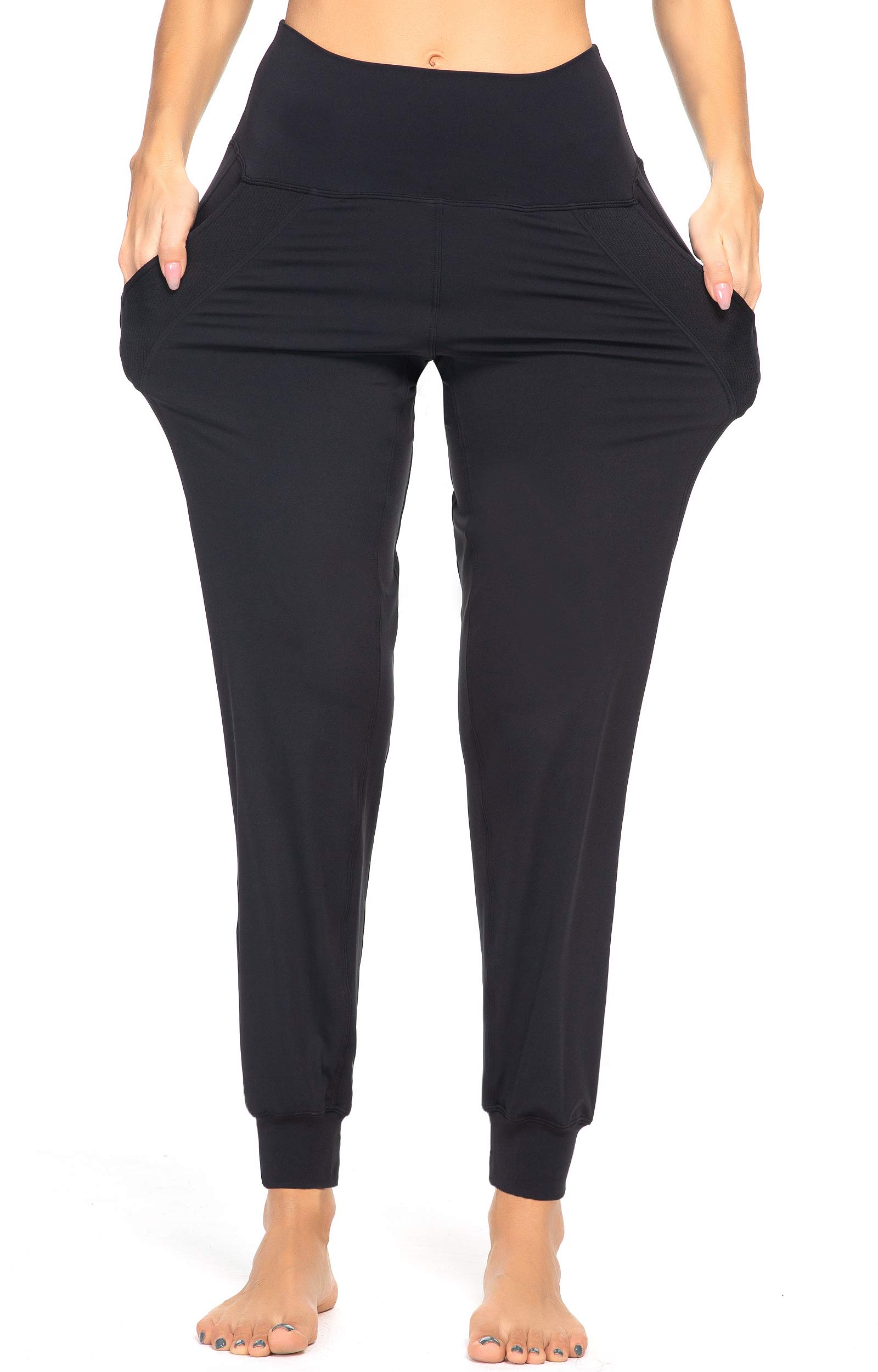 Womens Hiking Pants Waterproof - Cargo Joggers for Women with Pockets Lightweight Quick Dry Travel Camping Pants (Black1, Large)
