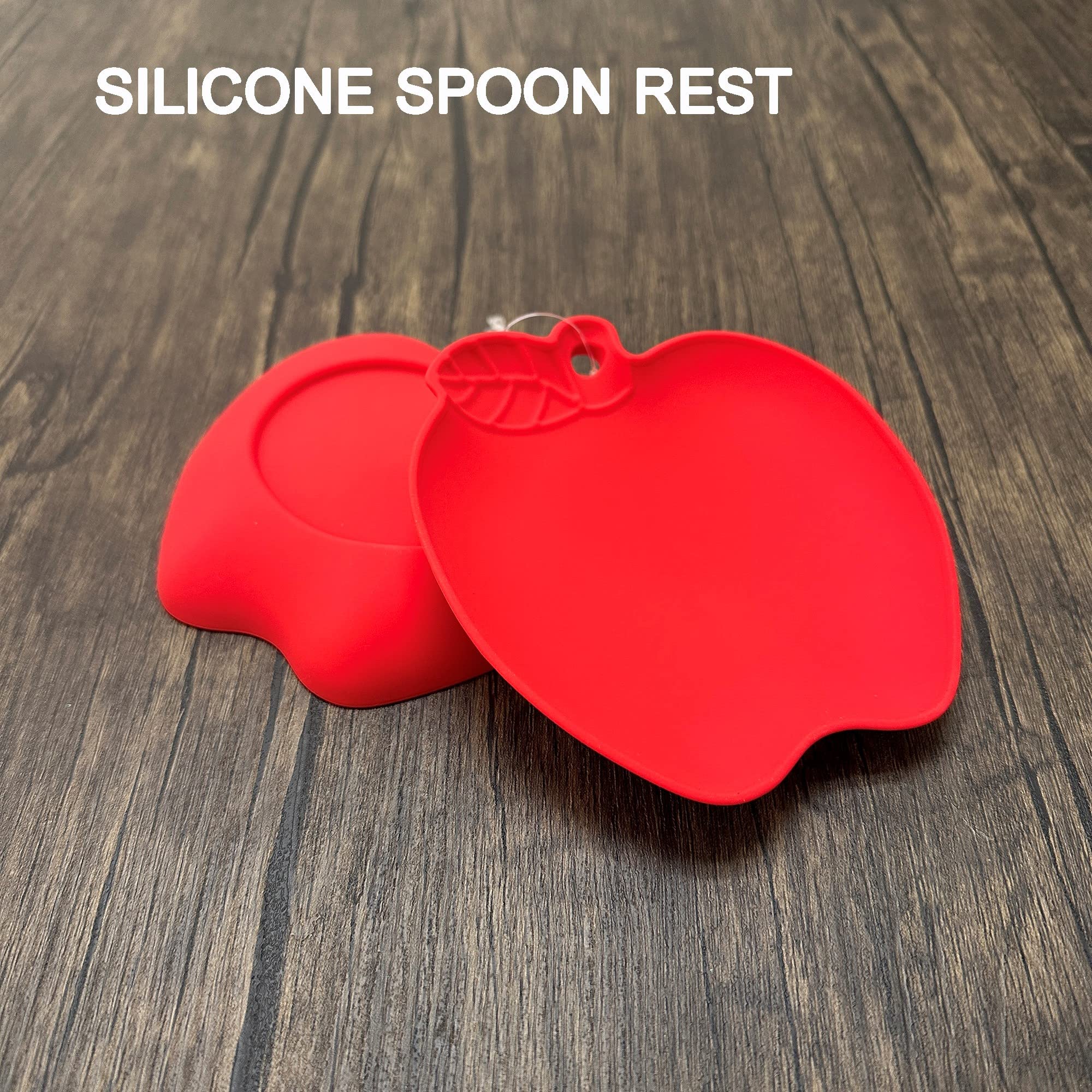 UPware Apple Shaped Spoon Rest Anti-Slip Durable Reusable Silicone Spoon Holder Kitchen Utensil Holders for Kitchen Counter Dining Table