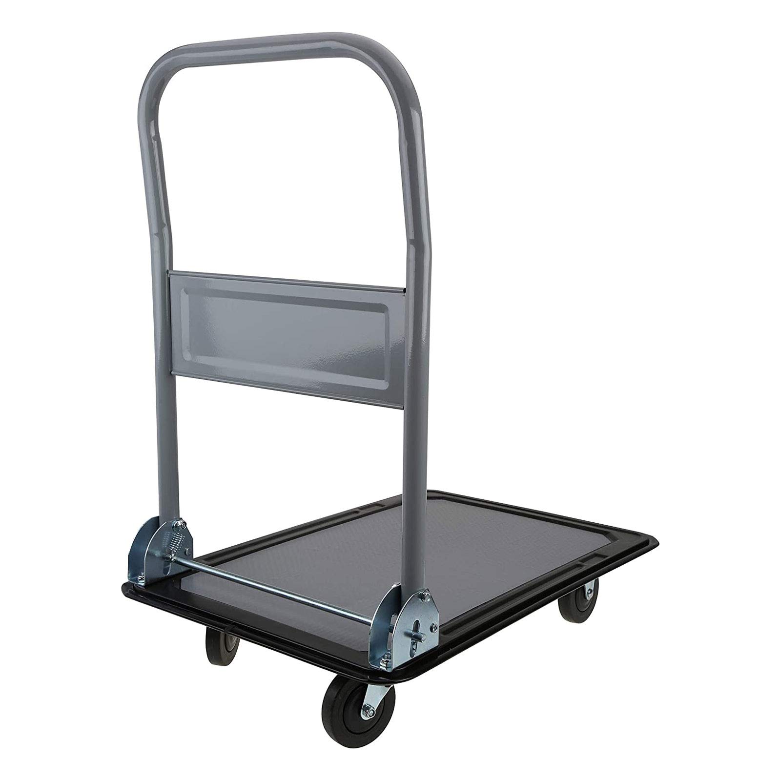 Olympia Tools Foldable Push Cart Dolly - 330 Lb. Capacity Heavy Duty Platform Truck with 360° Swivel Wheels (Gray/Black)