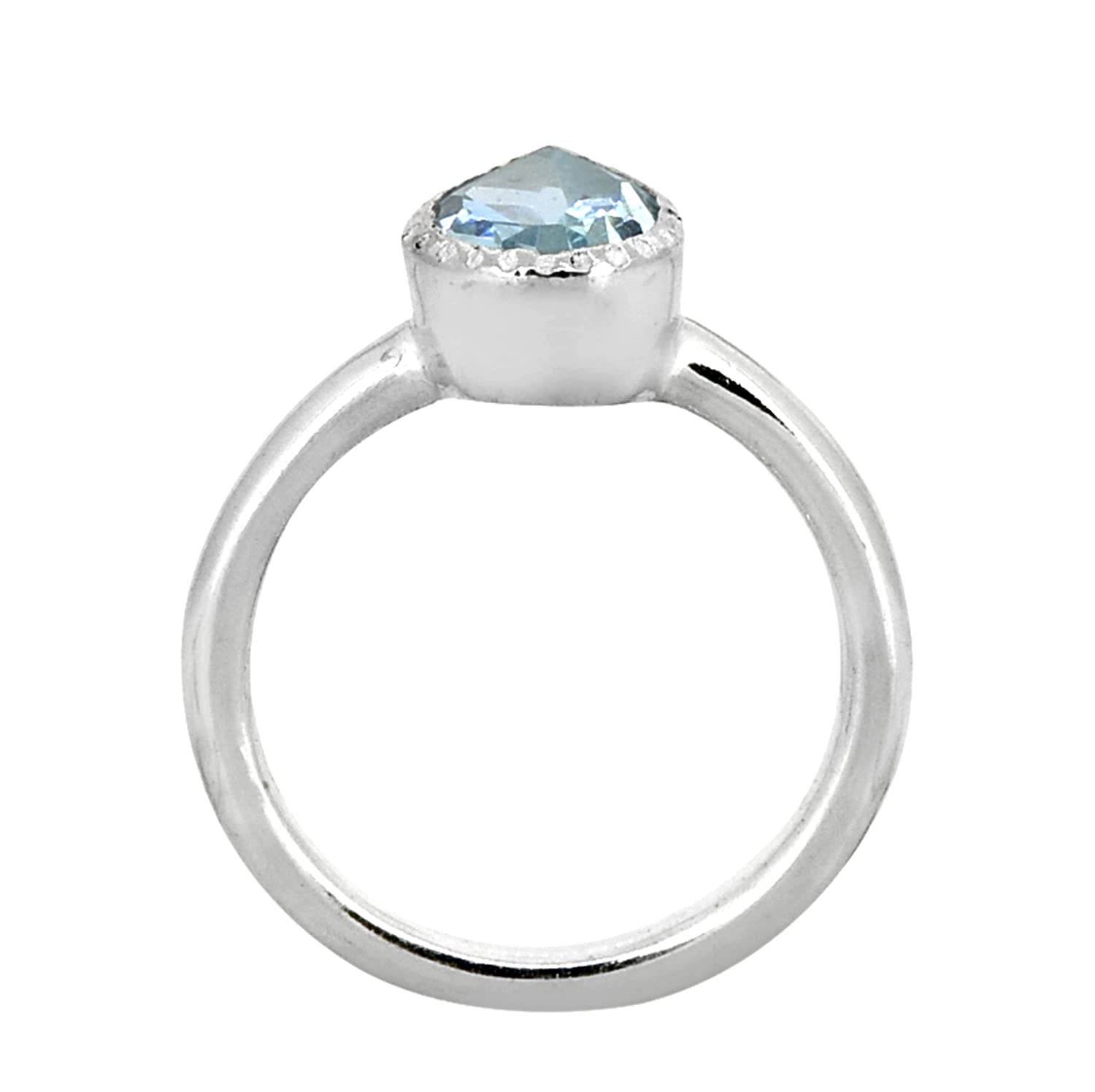 YoTreasure 10x7 MM Blue Topaz Solitaire 925 Sterling Silver Ring
