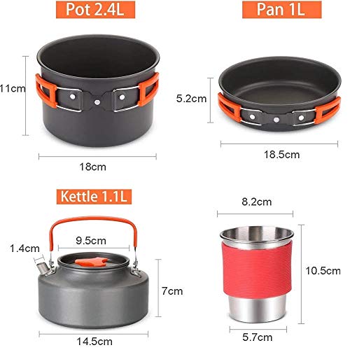 YFDM Camping Travel Equipment Tableware Cookware Kit Pots Burner Gas Stove Accessories Kitchen Utensils Sets Picnic BBQ Supplies