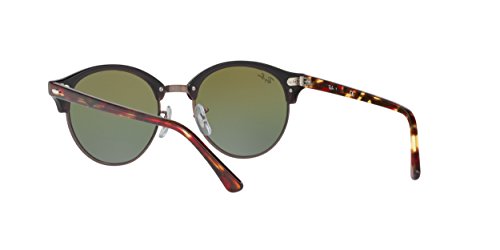 Ray-Ban RB4246 Clubround Round Sunglasses, Top Bordeaux On Transparent/Light Grey Mirrored Rainbow, 51 mm