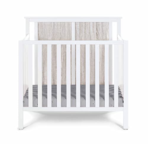 Suite Bebe Connelly 3-in-1 Mini Crib in White/Rockport Gray - Comes with Mattress Pad