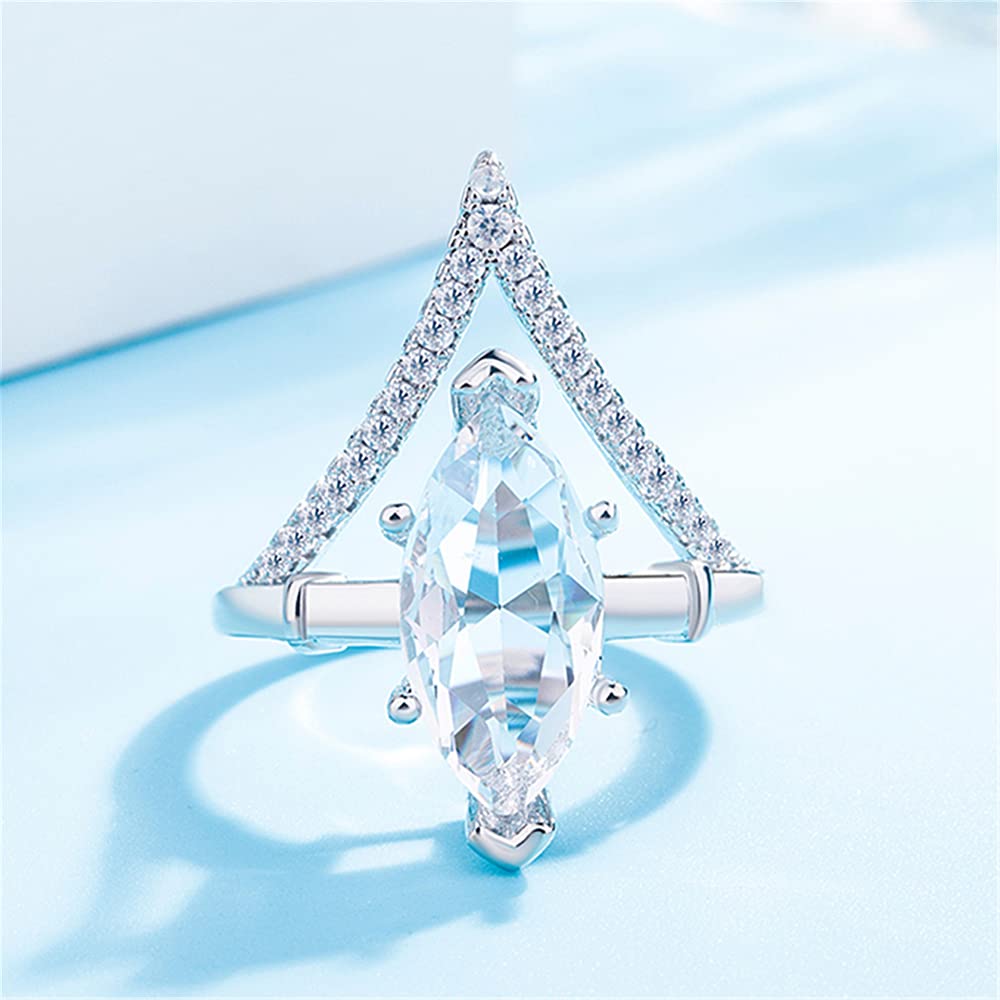WDIYIEETN 925 Sterling Silver Rings Eye Shape Cubic Zirconia Promise Rings CZ Crystal Teardrop Shape Eternity Engagement Wedding Band Ring Size(6-11) (6)