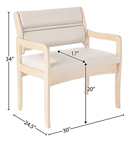 Wooden Mallet DWBA3-1 Valley Bariatric Guest Chair, Light Oak/Cream