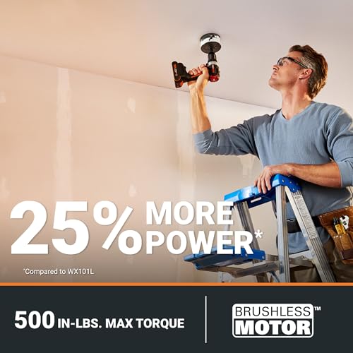 Worx Nitro 20V Cordless 1/2" Drill Driver with Brushless Motor, Compact & Lightweight Drill Set Only 6" and 3 lbs., Cordless Drill Power Share Compatible WX130L β Batteries & Charger Included
