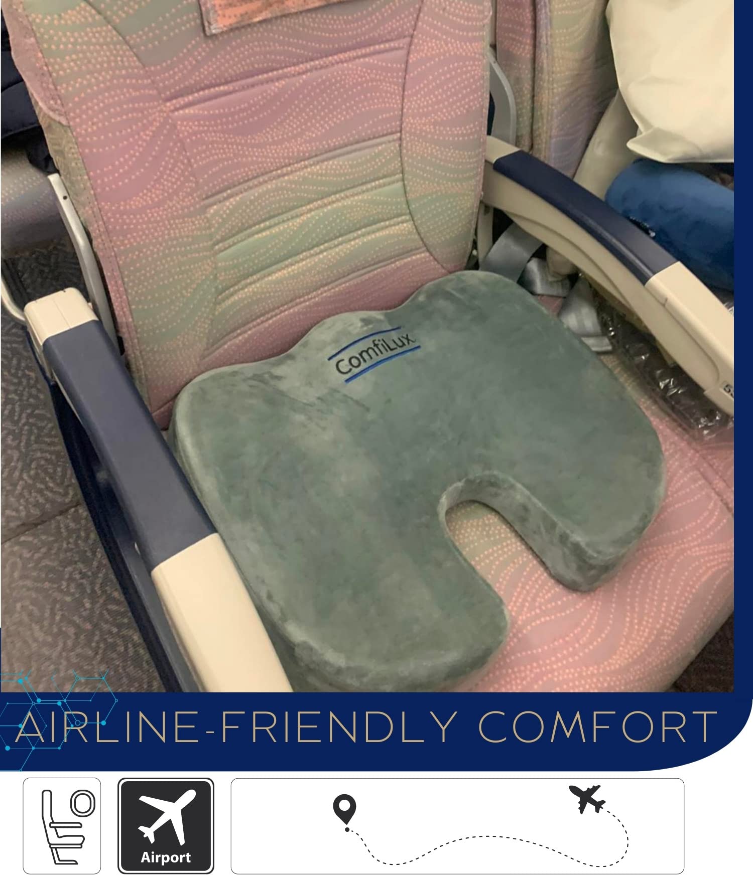 Seat Cushion for Tailbone Pain Relief - Ergonomic Coccyx Pillow for Tailbone Pain - Portable Seat Cushion for Travel, Home, Office, Car Drivers and Computer Desk Chairs